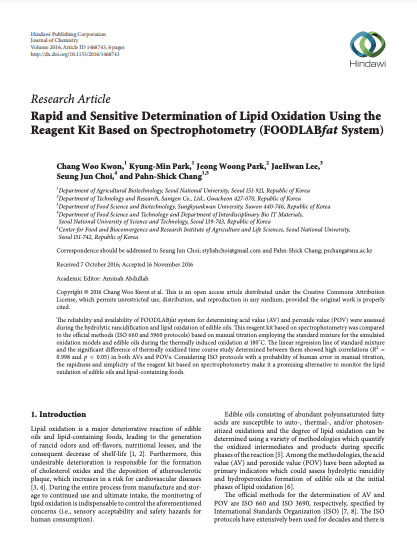 Validation of Free Fatty Acids and Peroxide Value determination | CDR ...